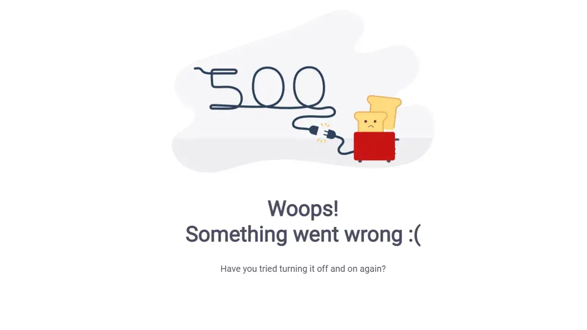 500 Error Page HTML Templates - Woops. Toast example : CSS Mix