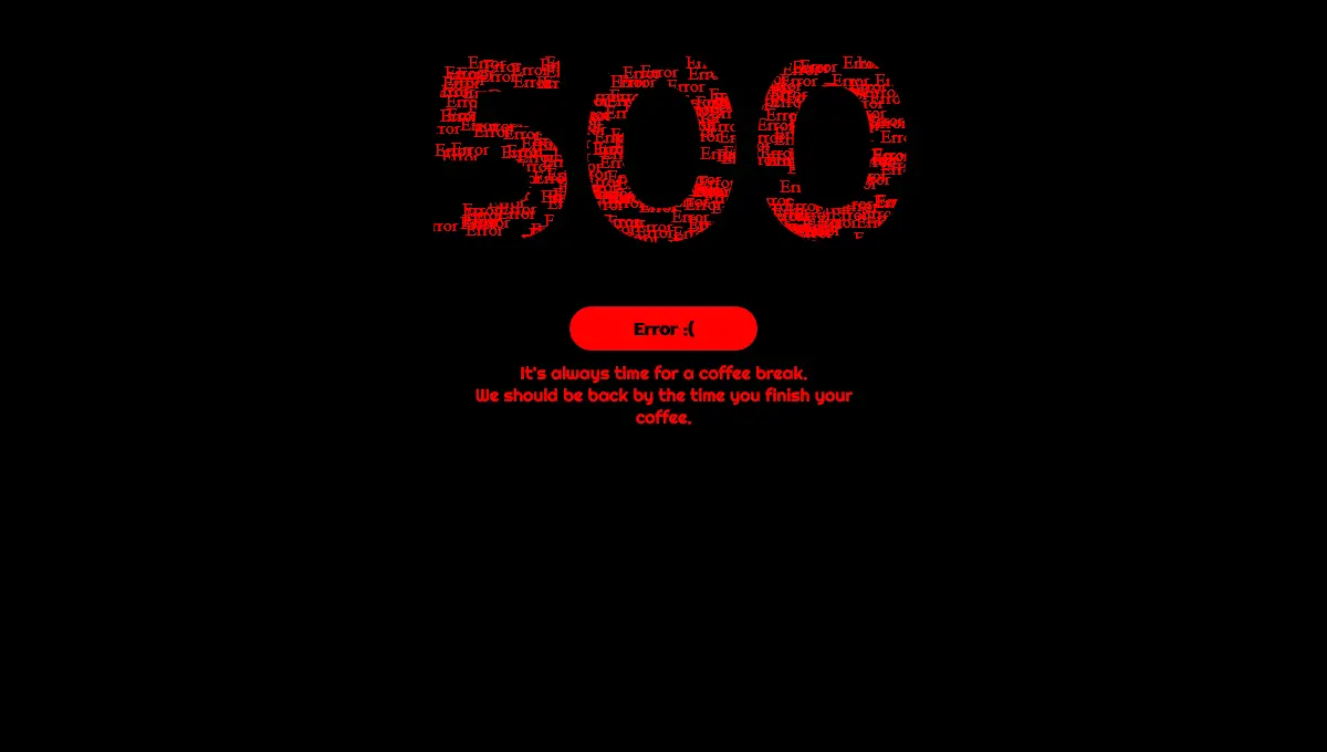 500 Error Page HTML Templates - 500 Error - Animated Text Fill example ...