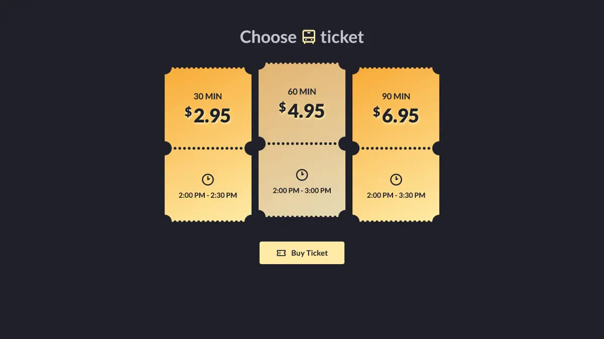 CSS Tickets - Choose Ticket example : CSS Mix