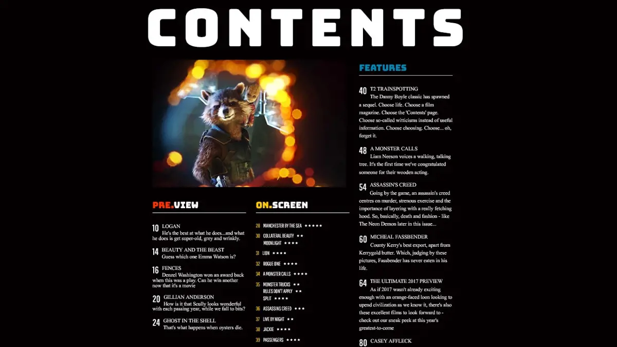 CSS Magazine Layouts - Magazine Layout - Contents Page example : CSS Mix