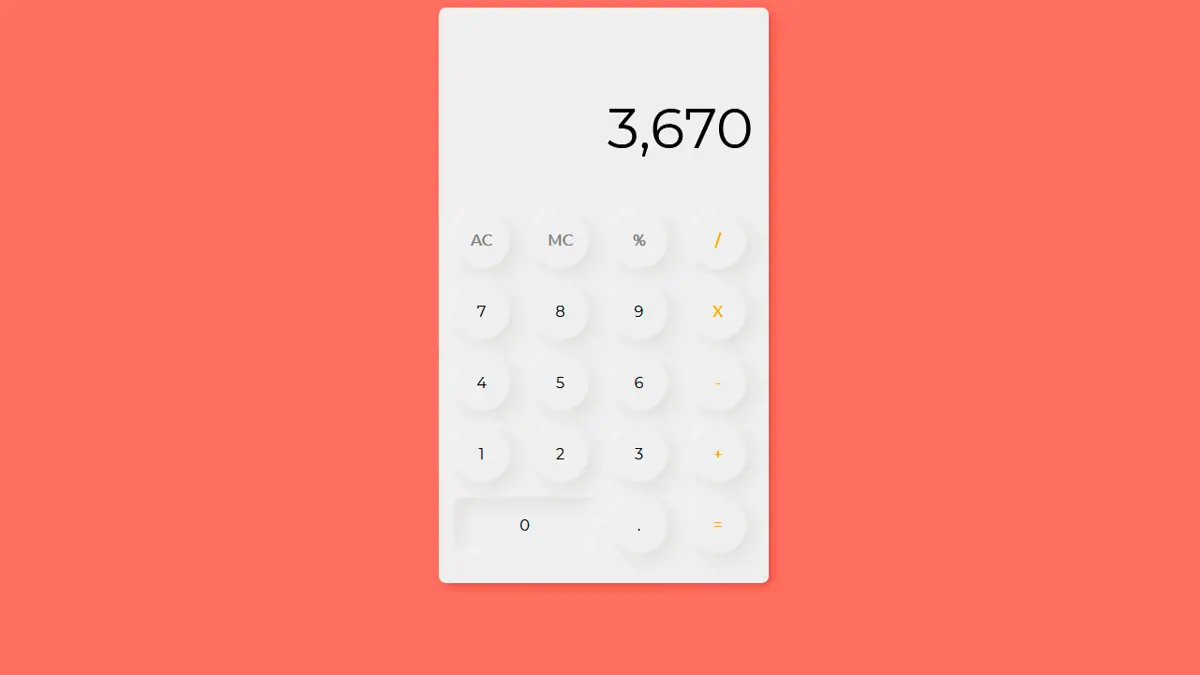 CSS Neumorphism Examples - Neumorphism Calculator Design example : CSS Mix