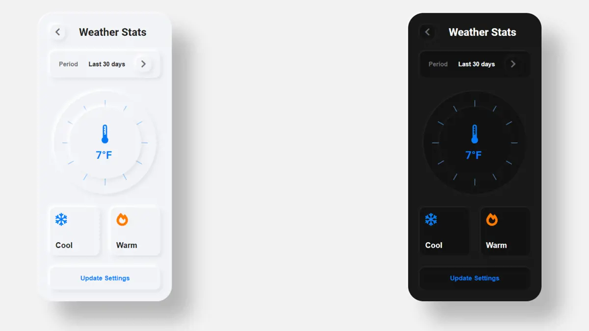 CSS Weather Widgets - Neumorphism Weather App example : CSS Mix
