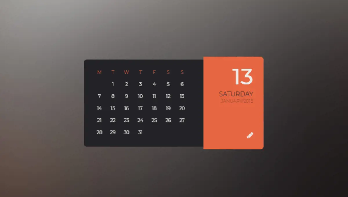 CSS Calendars - Parallax Flipping Calendar example : CSS Mix