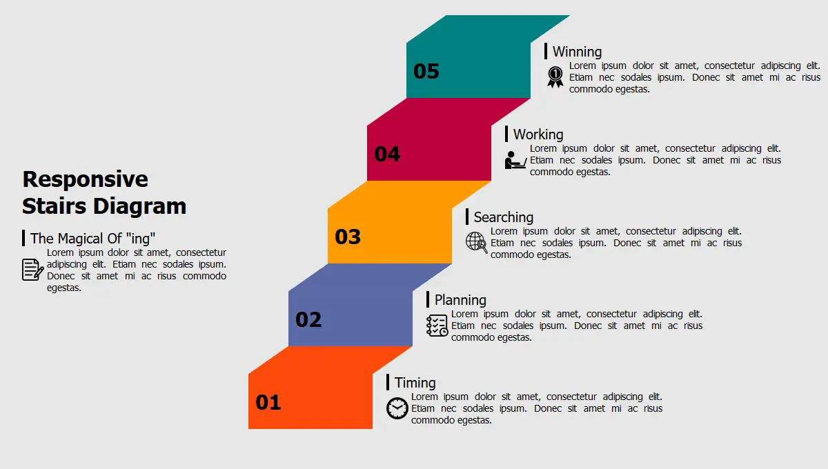 HTML & with CSS - Responsive Stairs Diagram example : CSS Mix