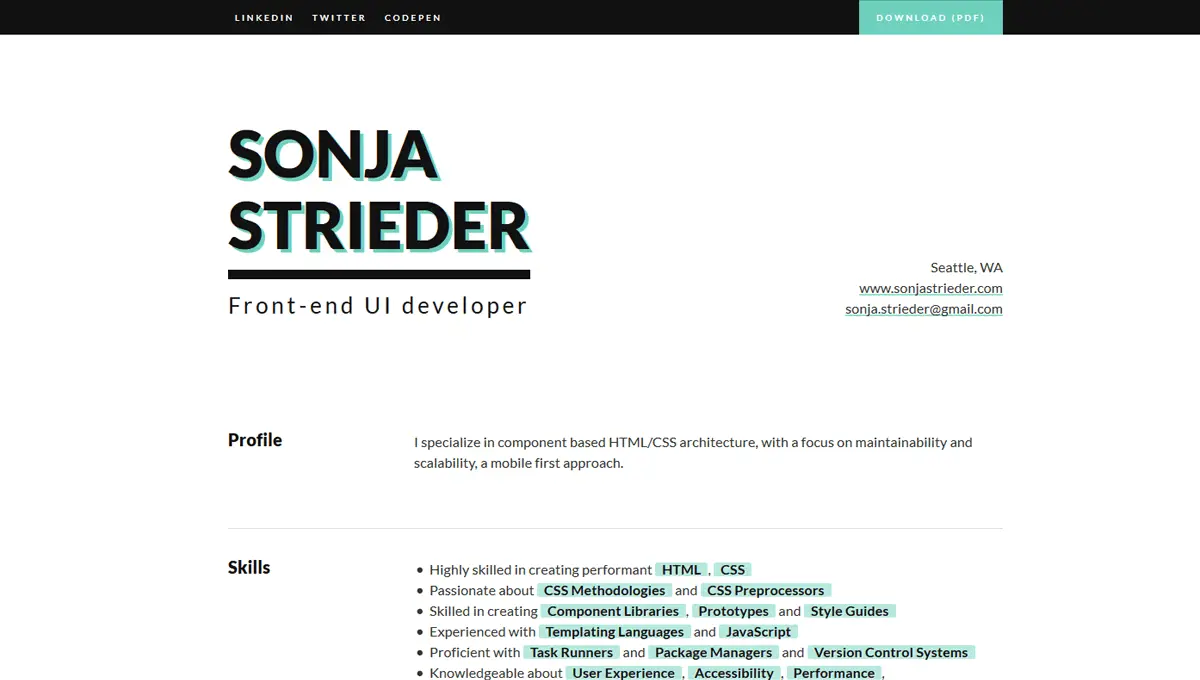 HTML Resume Templates - Resume In Html And Css example : CSS Mix