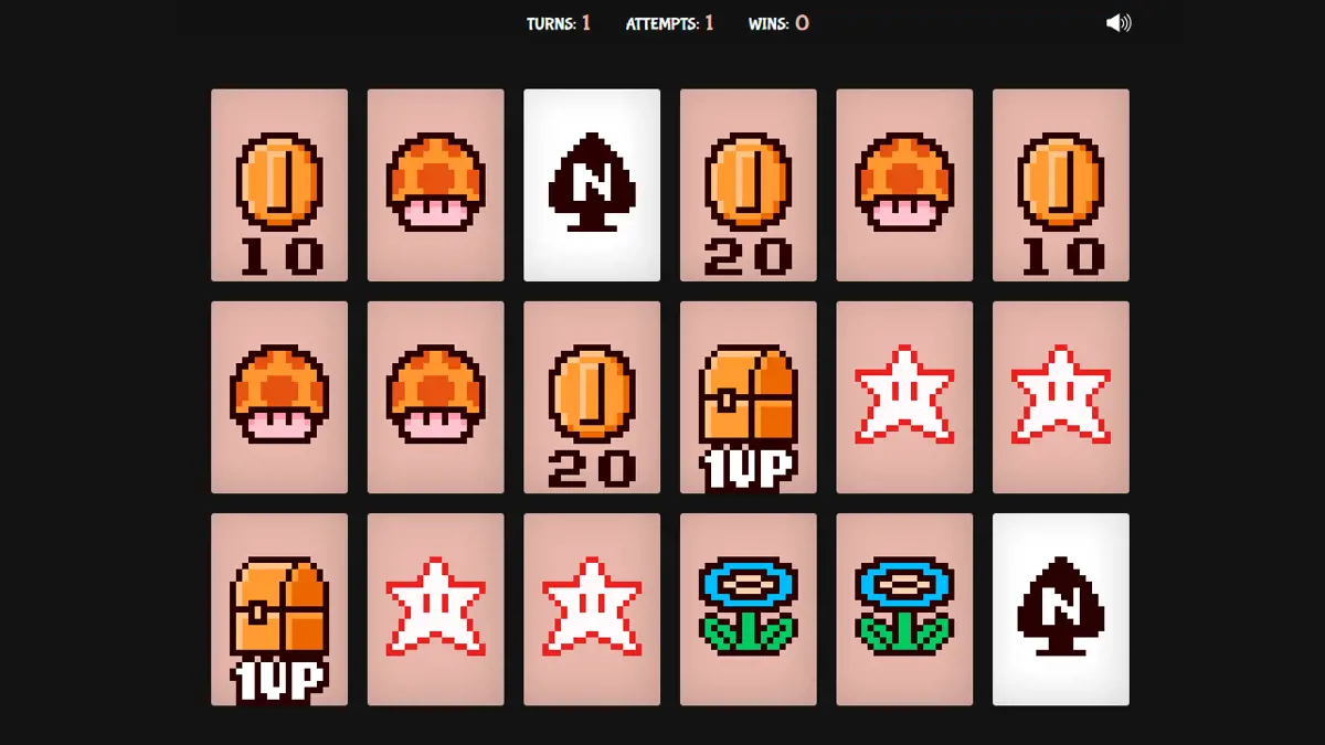 JavaScript Memory Games - Super Mario Bros 3 Memory Card Game example : CSS Mix