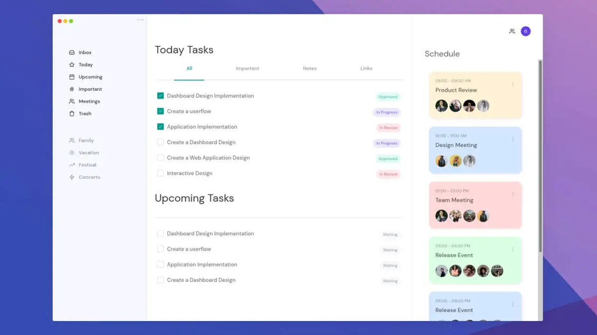 CSS Dashboards - Task Management Dashboard Ui example : CSS Mix