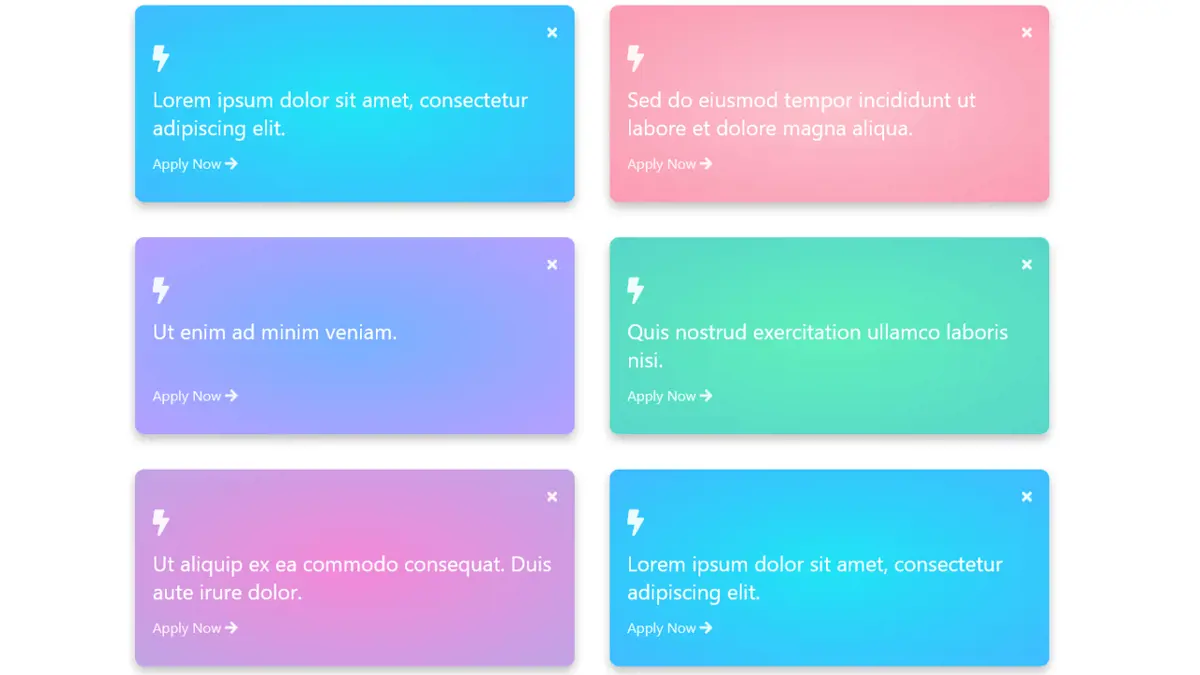 CSS Cards - Ui: Gradient Banner Cards example : CSS Mix