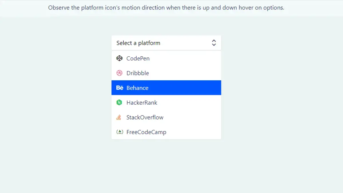 Css Direction Aware Effects Pure Css Select Box With Direction Aware Hover Effect Example