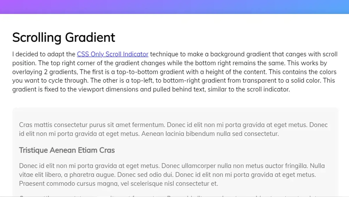 CSS gradient Examples - Scrolling Gradient example : CSS Mix