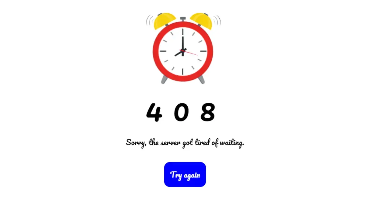 HTML 408 Page Templates - 408 Request Timeout example : CSS Mix